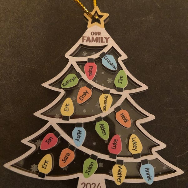 Family Christmas Ornament, Family Tree Ornament, Family Names Ornament ...