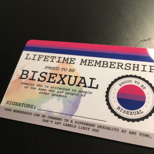 BISEXUAL Gay Pride Identity Card - Lifetime Membership Card - LGBT ...