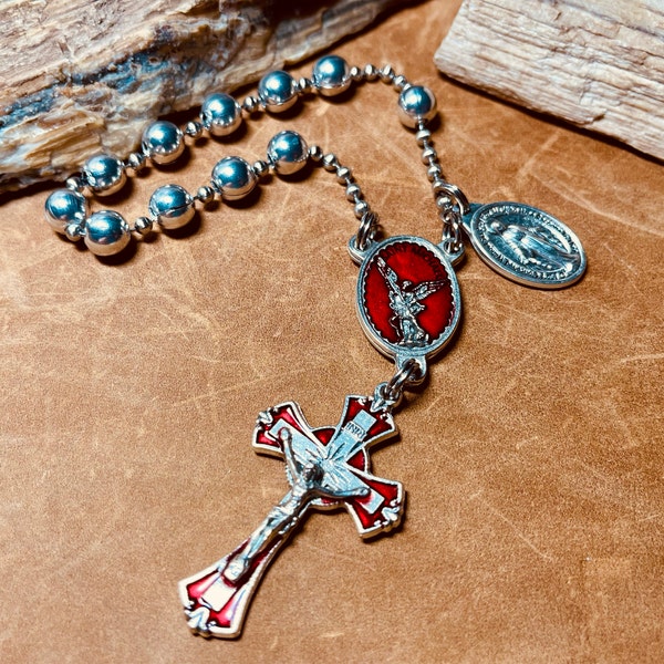 Lot of 2 Jesus Red Enamel Crucifix Rosary Cross Made in ITALY Silver ...