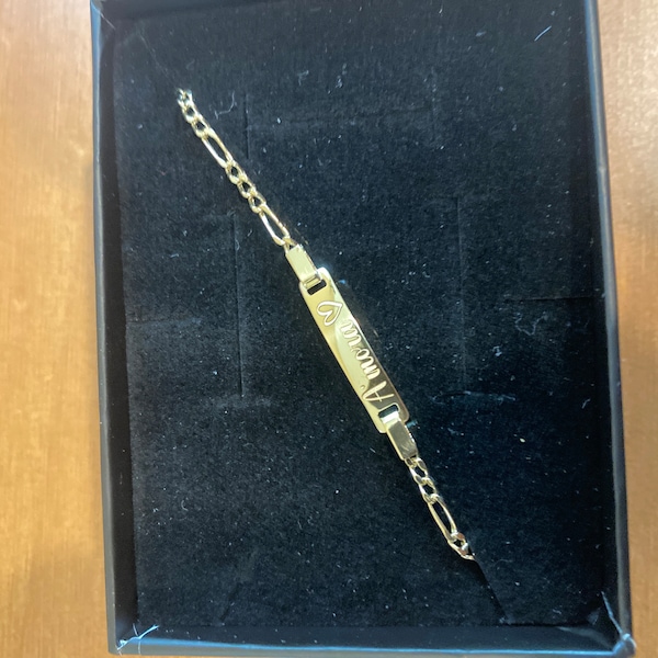 14K Solid Gold Baby ID Bracelet, Baby Name Bracelet, Personalized Baby ...