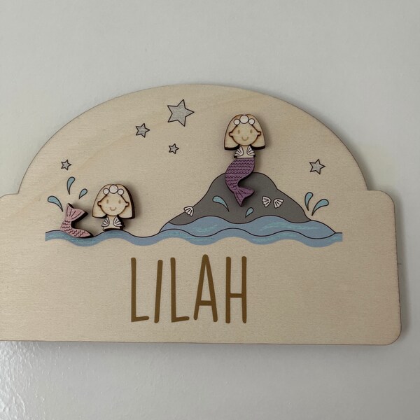 Mermaid Door Sign - Personalised Door Plaque - Mermaids - Girl's Door ...