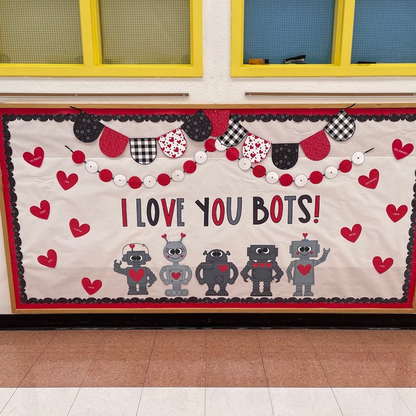 Valentines Robots - Valentines - February Bulletin Board Kit - Etsy