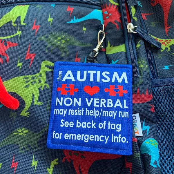 Autism Alert Hang Tag, Personalized Medical Alert Hanging Patches ...