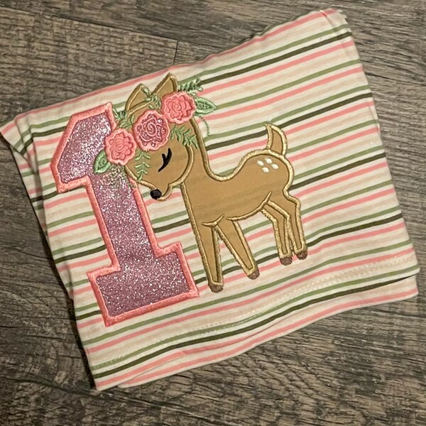 Floral Fawn Applique Design ~ Baby Deer With Floral Crown ~ Instant ...