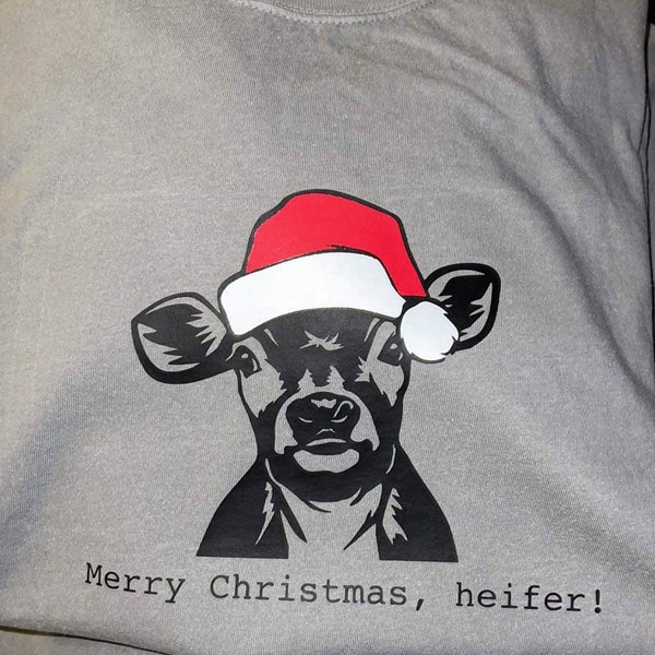 Cow Christmas SVG Set, Heifer Santa Hat Clipart, Calf Xmas Vector ...