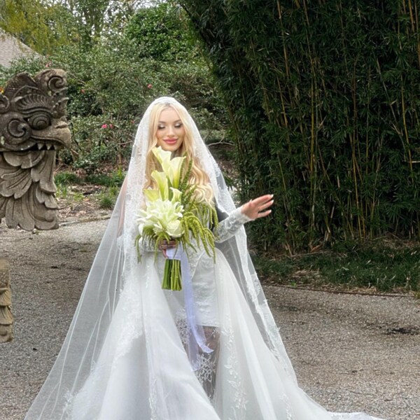 Long Fingerless Lace Gloves, Ivory Wedding Sleeves, Detachable Lace ...