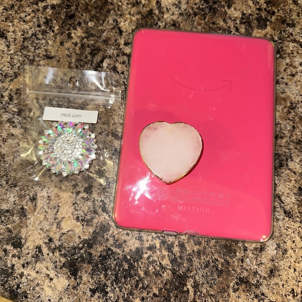 Phone Grip, Amethyst Rose Quartz Phone Holder, iPhone Holder, Natural ...