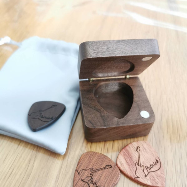 Custom Wooden Guitar Picks Box,personalized Guitar Pick Holder Storage ...