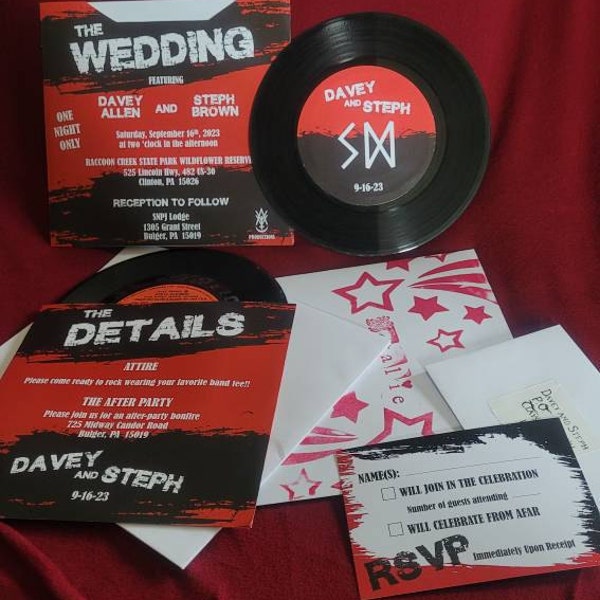 Vinyl Record Wedding Invitations, Authentic 45 Vinyl Record, Custom ...