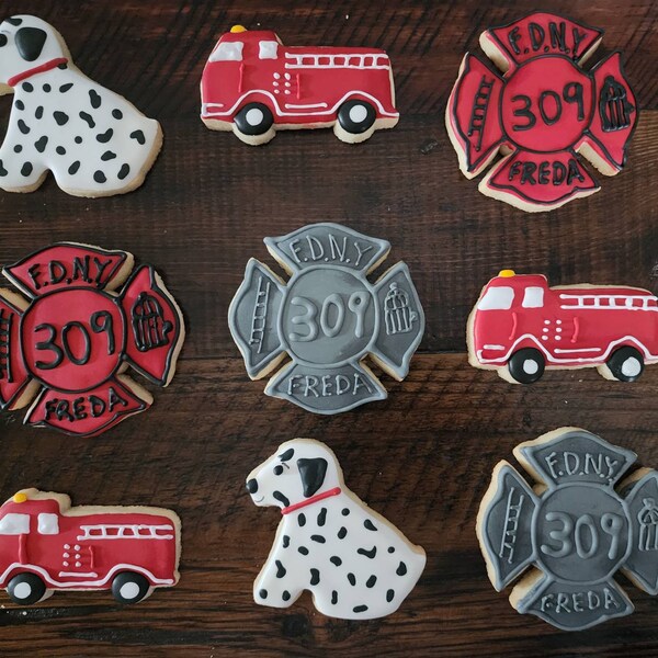 Firefighter Cookie Cutter SET, Rescue Theme Party - Firetruck, Flame ...