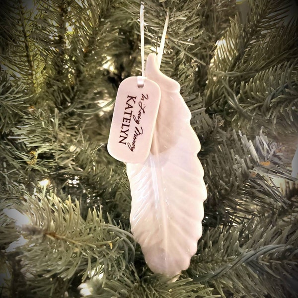 Personalized Sympathy Feather Ornament - in Loving Memory, Memorial ...