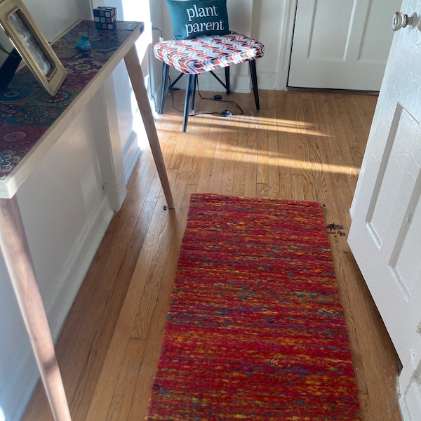 Entryway Sisal Rug, Handwoven Red Lava Welcome Mat, Colorful Doormat ...