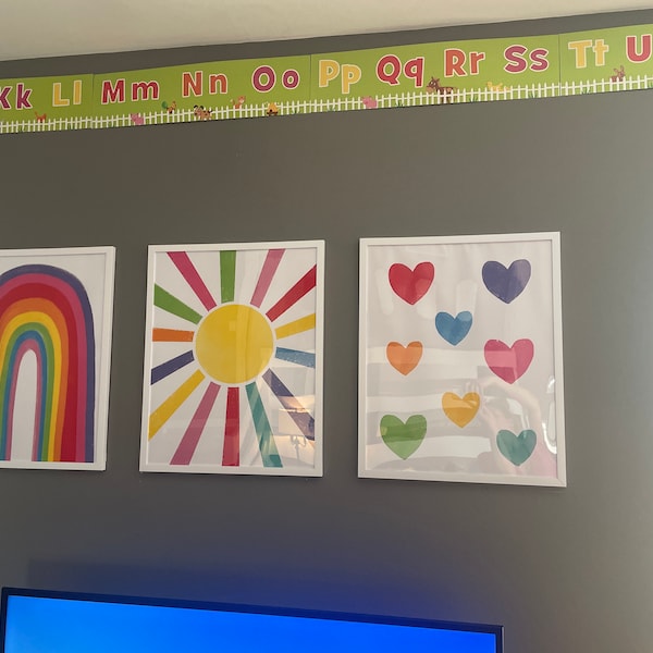 Rainbow Sunshine Poster for Kids Room, Colorful Playroom Decor, Rainbow ...