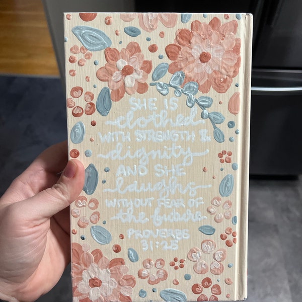 Blue Flower Bible for Girl, Custom Painted Bible, ESV Bible With Custom ...