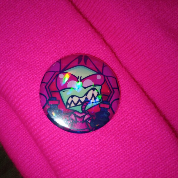 Invader Zim Pins Glossy or Holographic Buttons | Zim Dib Gaz GIR ...