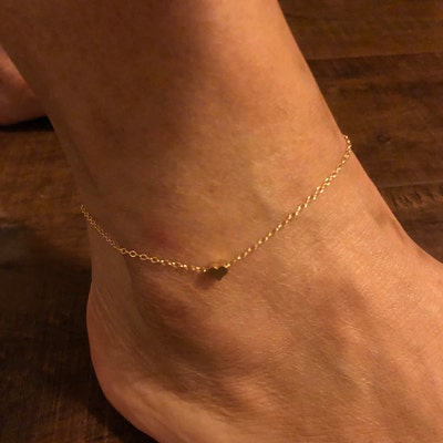 Tiny Heart Anklet, Delicate Anklet, Dainry Anklet, Thin Gold Anklet ...