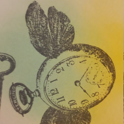 Flying Watch RUBBER STAMP, Pocket Watch Stamp, Watch Stamp, Steampunk ...