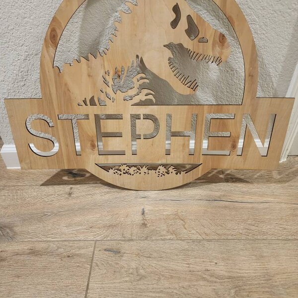 Personalized Dinosaur Name Sign, Laser Cut Wood, Kids Room Decor - Etsy