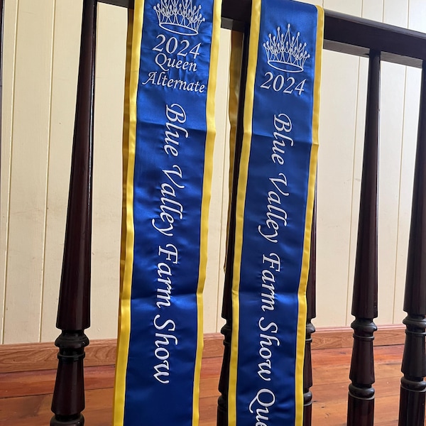 CUSTOM Embroidered Sashes - Pageant/homecoming /bridal/birthday/college ...