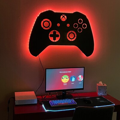 XXL Sized Led XBOX Game Controller Back Lit Sign, Game Room Decor, Wall ...