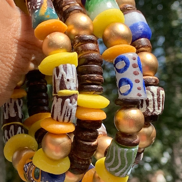 52 Krobo Tribal Beads - African Powder Glass Beads Ghana (KRB-MIX-MIX ...
