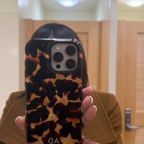 Tortoise Shell Phone Case Custom Initials Tortoiseshell iPhone 13 14 16 ...