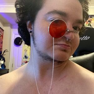 Red Lens Glasses for Women, Vampire Aesthetic Monocle for Men, Gothic ...