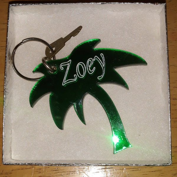 Personalized Palm Tree Key Chain, Engraved With Name - Etsy