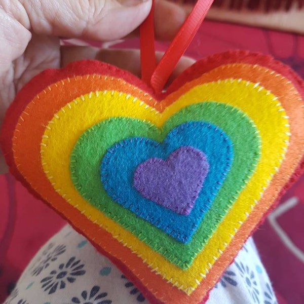 Make Your Own Rainbow Hanging Heart Kit. Felt Kit. Felt Decoration ...