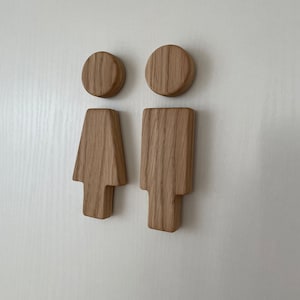 Natural Oak Wood Restroom Sign, Wooden Door Plate, Male and Female ...