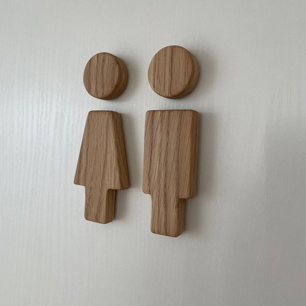 Oak Wood Restroom Sign: Modern Male & Female WC Door Plate - Etsy
