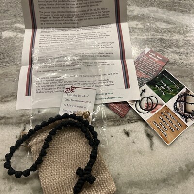 Black Eastern Orthodox Prayer Rope Chotki, 33 Count Barrel Knots. 550 ...