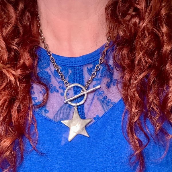 Star Pendant Necklace, Chunky Star Pendant Necklace, Large Star Pendant ...