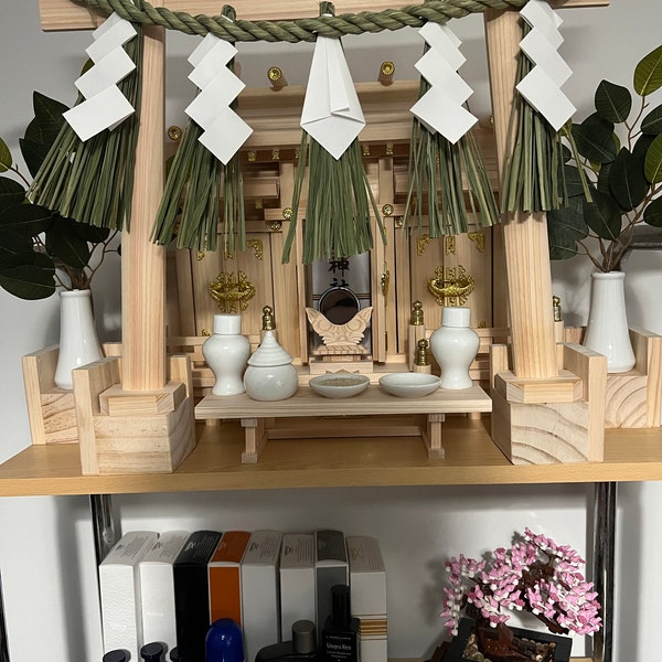 Japan Wooden KAMIDANA Altar Home Size Jinjya SET Shinto Shrine God NEW ...