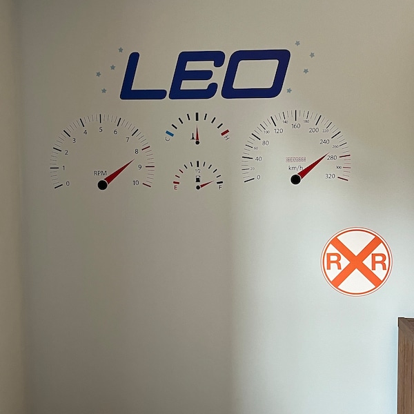 Boy Custom Name Wall Decal, Speedometer Wall Decal, Racing Car ...