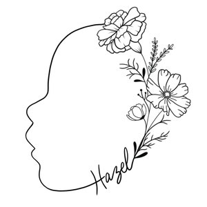 Custom Baby Side Profile Birth Flower Tattoo Elegant Minimalist Digital ...