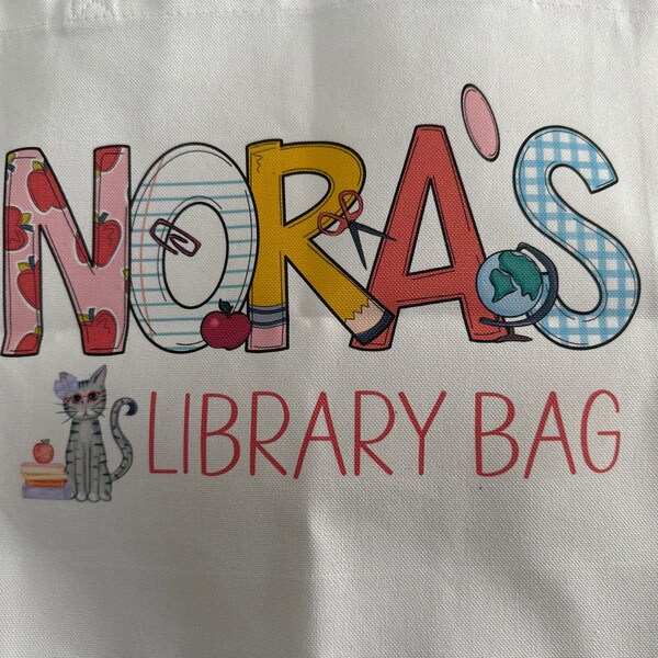 Personalized School Library Bag, Personalized Library Bag for School ...