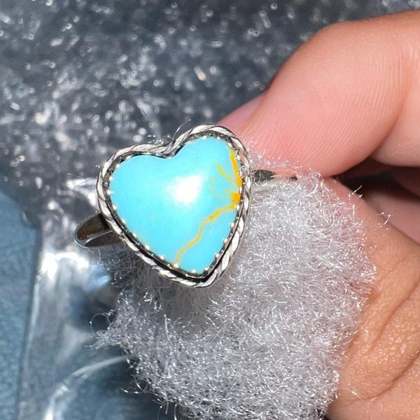 Turquoise Heart Ring/blue Turquoise Heart Ring/heart Ring/handmade ...