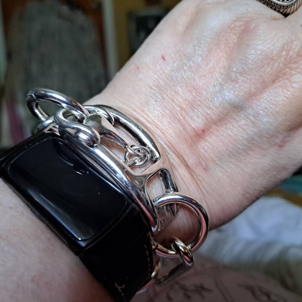 Antique Silver Wrap Link Bracelet, Silver Personalized Bold Bracelet ...