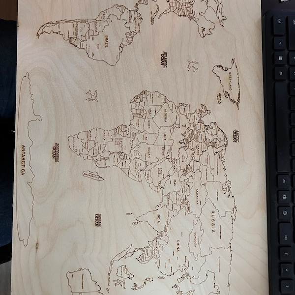 Map of the World Laser Cut File SVG Layered World Map Instant Download ...