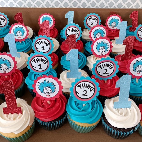 Thing One & Two * Cupcake Toppers - Etsy