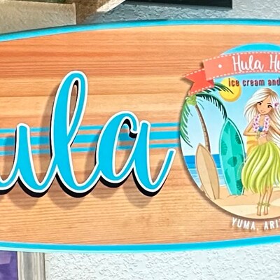 Large Outdoor Shower Custom Surfboard Wall Art Signs, Tropical Design ...