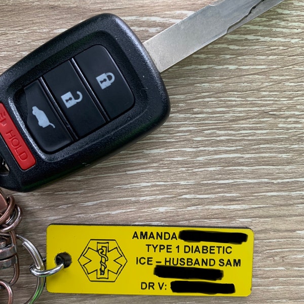 Medical Alert ID Tag Keychain, Custom ENGRAVED FREE Plastic - Tp1c-cst ...