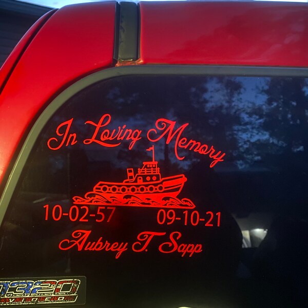 In Loving Memory Fisherman in Boat Vinyl Decal Name Dates Custom ...