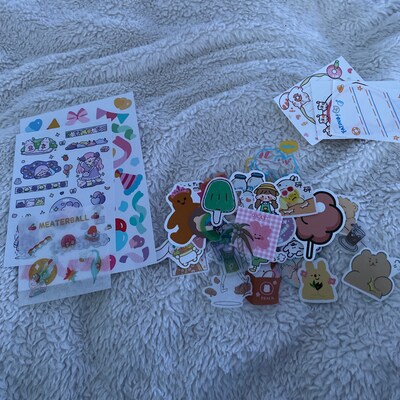50 Pc Cute Aesthetic Mystery Sticker and Single Memo Sheets Korean and ...