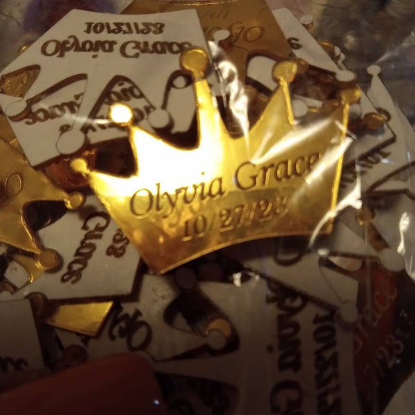 30pcs Small Crown Engrave Name Custom Acrylic Mirror Sticker for ...