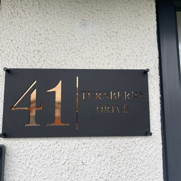 MODERN HOUSE SIGN Rectangle House Number 290 х 150mm 360 X 180mm 490 X ...