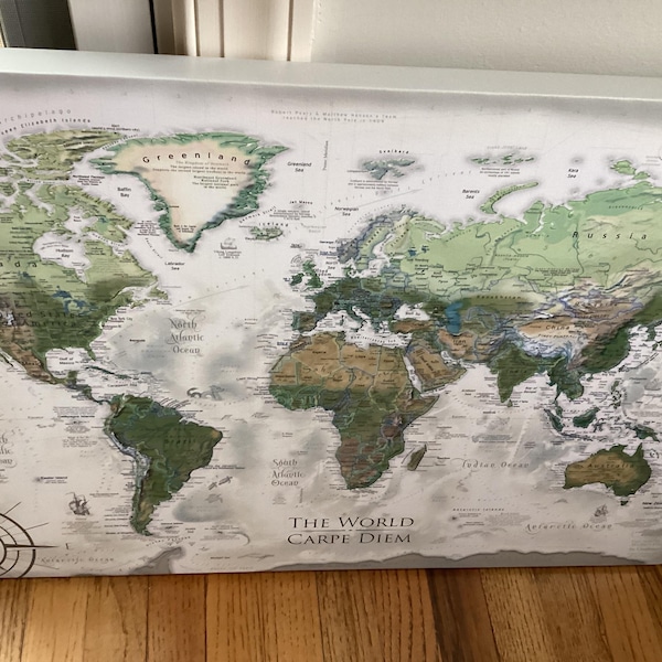 Nautilus World Map Push Pin, World Map Wall Art With USA National Parks ...