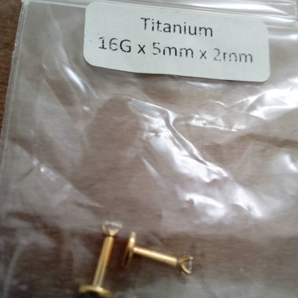 Prong Set Gold Color Implant Grade Titanium Threadless Push Pin 2mm-4mm ...