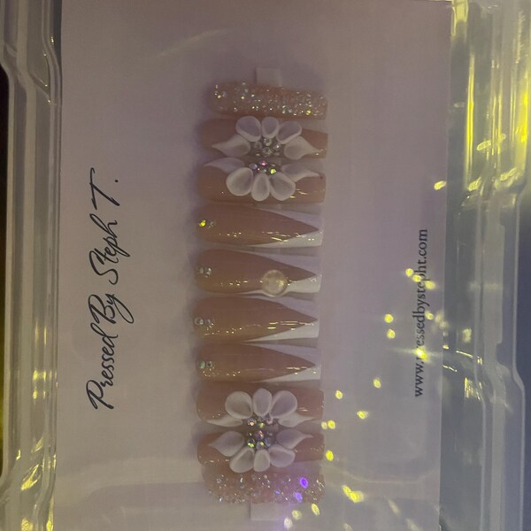 Belle Red French Tip Nails French Tip Nails With Pearls Pearl Nails ...